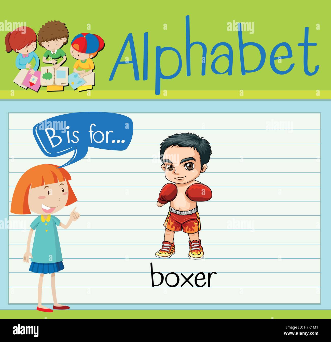 Flashcard alphabet B is for boxer illustration Stock Vector Image & Art ...
