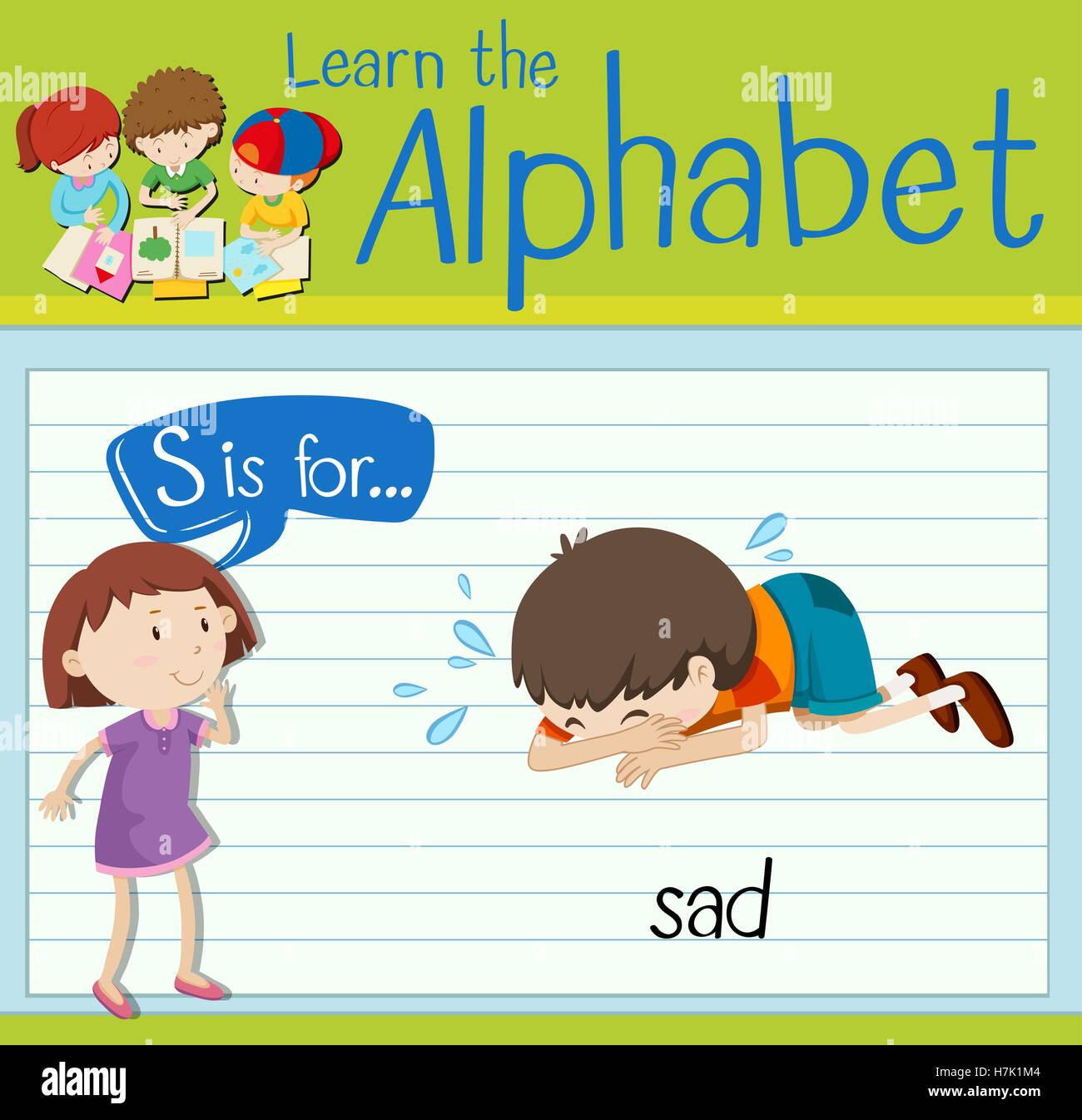 Flashcard letter S is for sad illustration Stock Vector Image & Art - Alamy