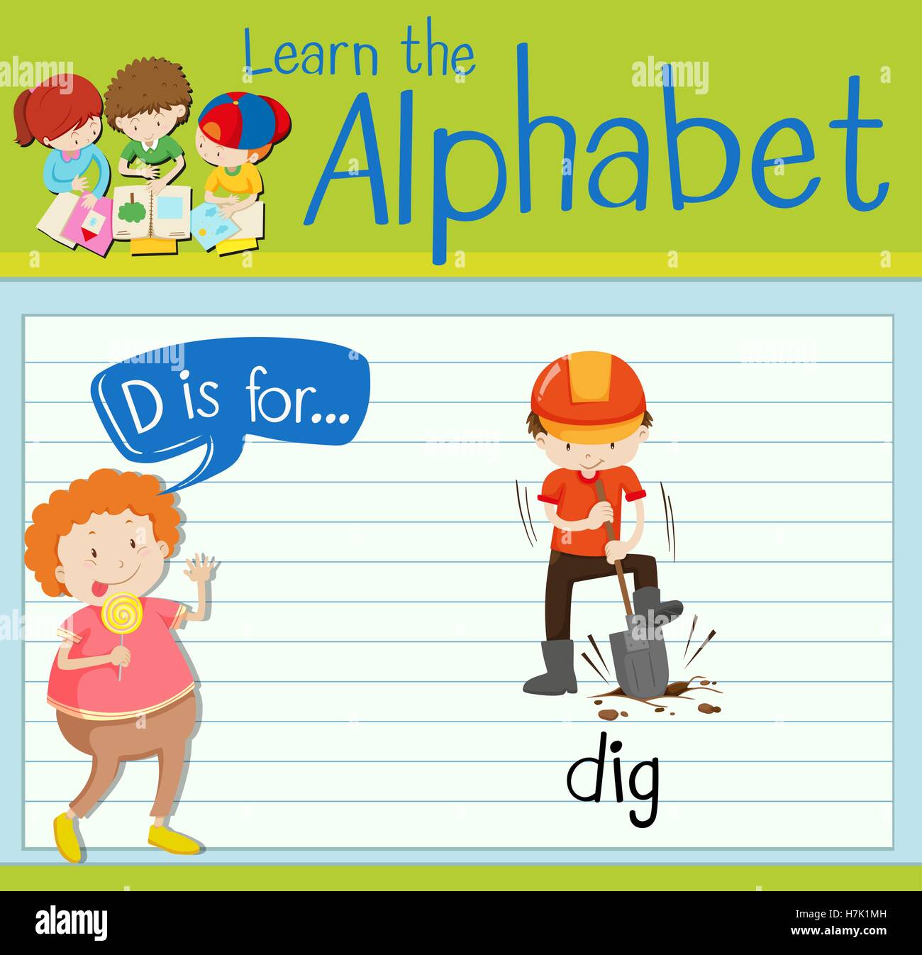 Flashcard letter D is for dig illustration Stock Vector Image & Art - Alamy