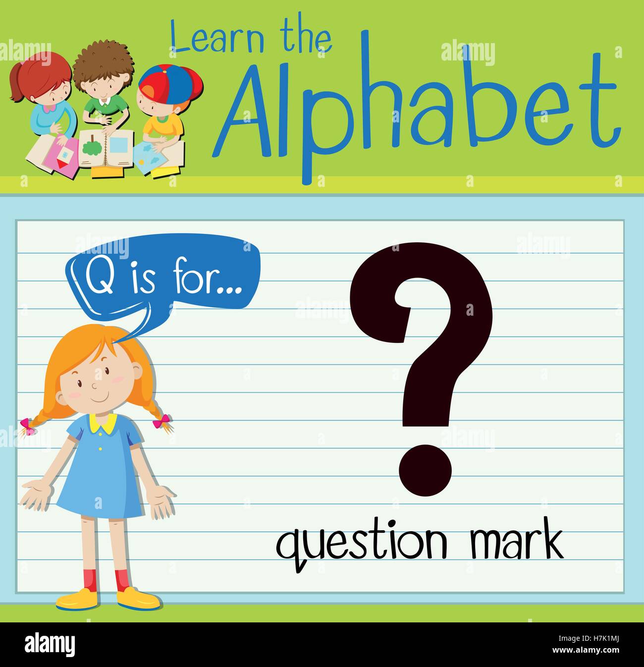 Flashcard letter Q is for question mark illustration Stock Vector Image ...