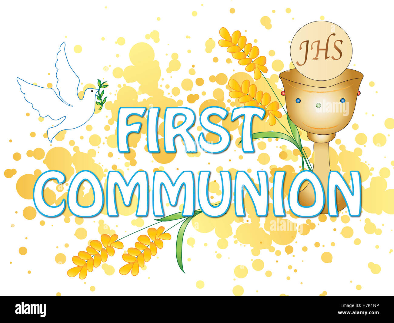 illustration for first communion with some symbol Stock Photo - Alamy