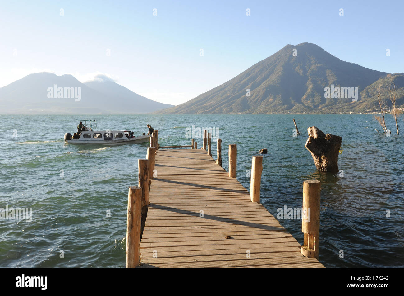 Lake Atitlan with volcano San Pedro on Guatemala Stock Photo - Alamy