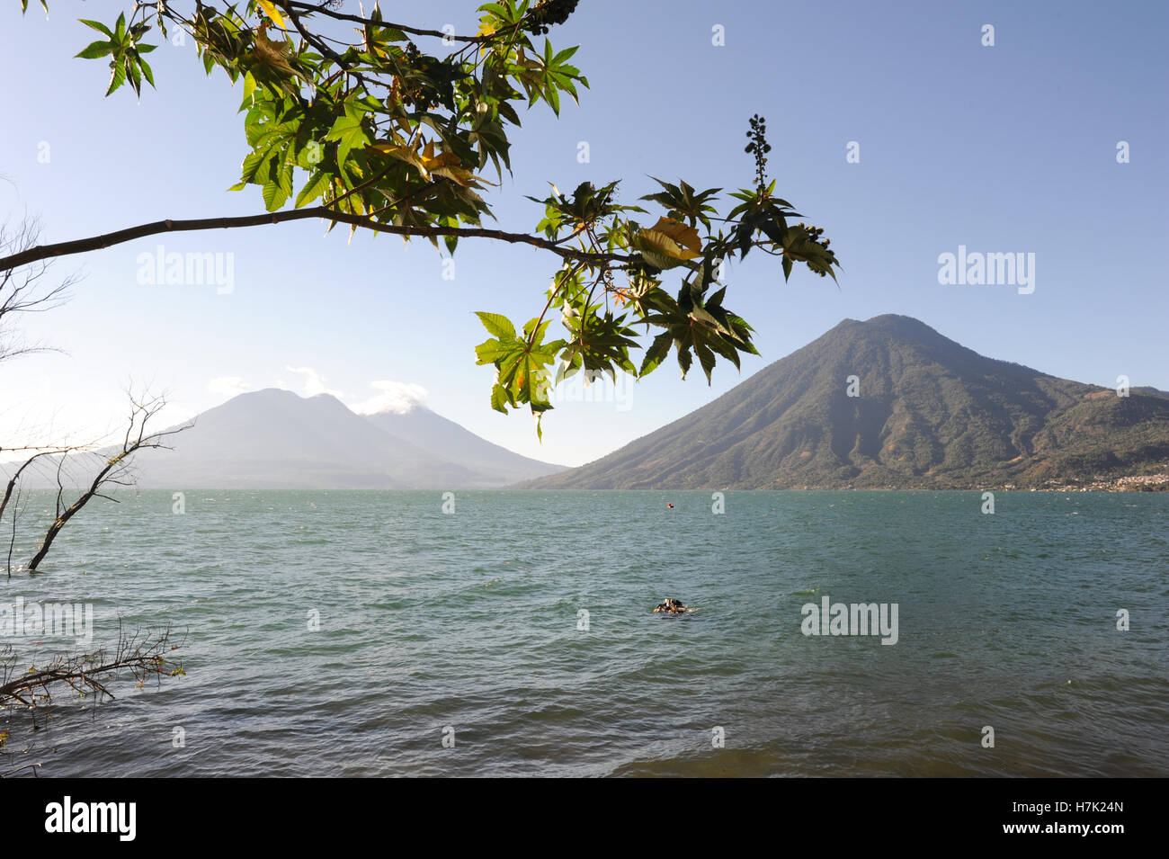 Lake Atitlan with volcano San Pedro on Guatemala Stock Photo - Alamy