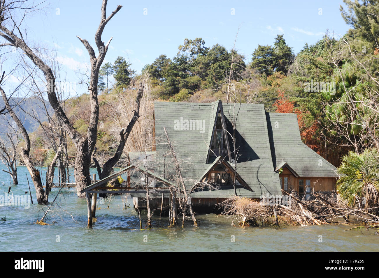Flooded house at lake Atitlan on Guatemala Stock Photo - Alamy