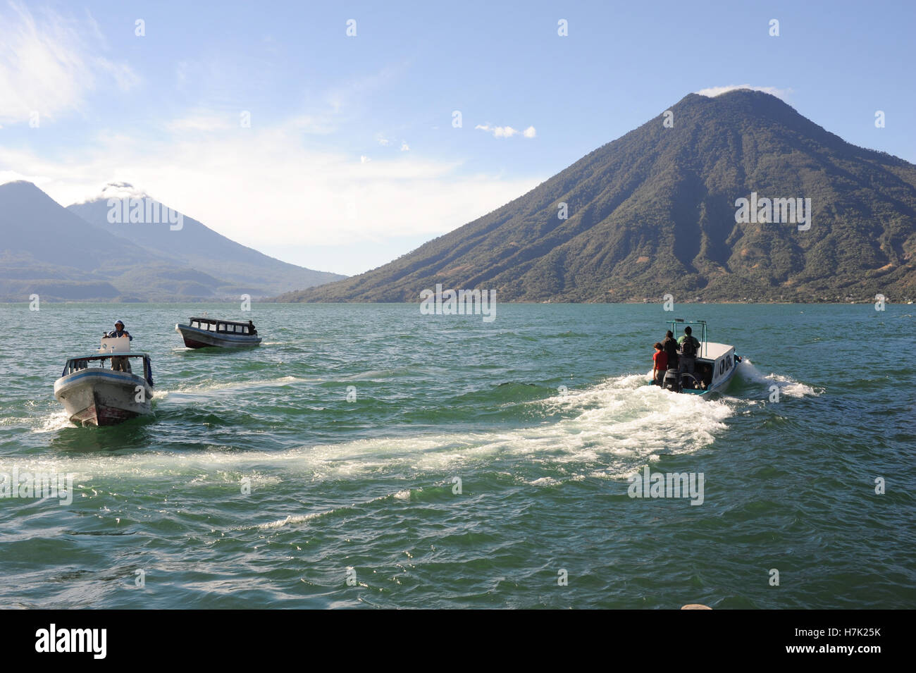 Lake Atitlan with volcano San Pedro on Guatemala Stock Photo - Alamy