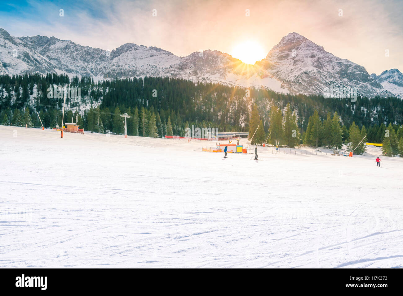 Sky slope in the Austrian Alps Stock Photo - Alamy