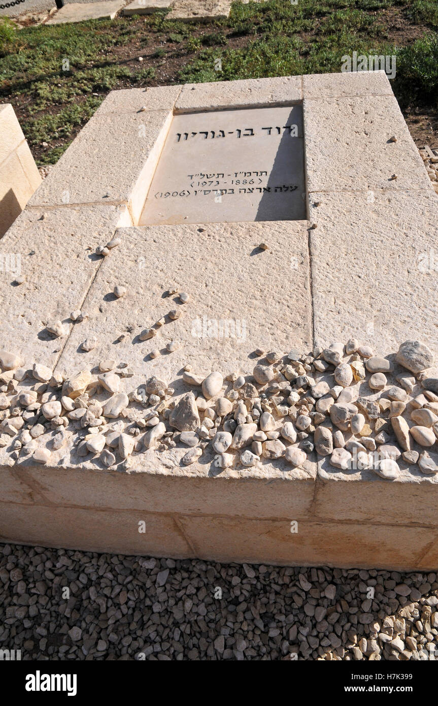 Israel, Negev, Kibbutz Sde Boker, the grave of David (right) and Pola (left) Ben Gurion The ...