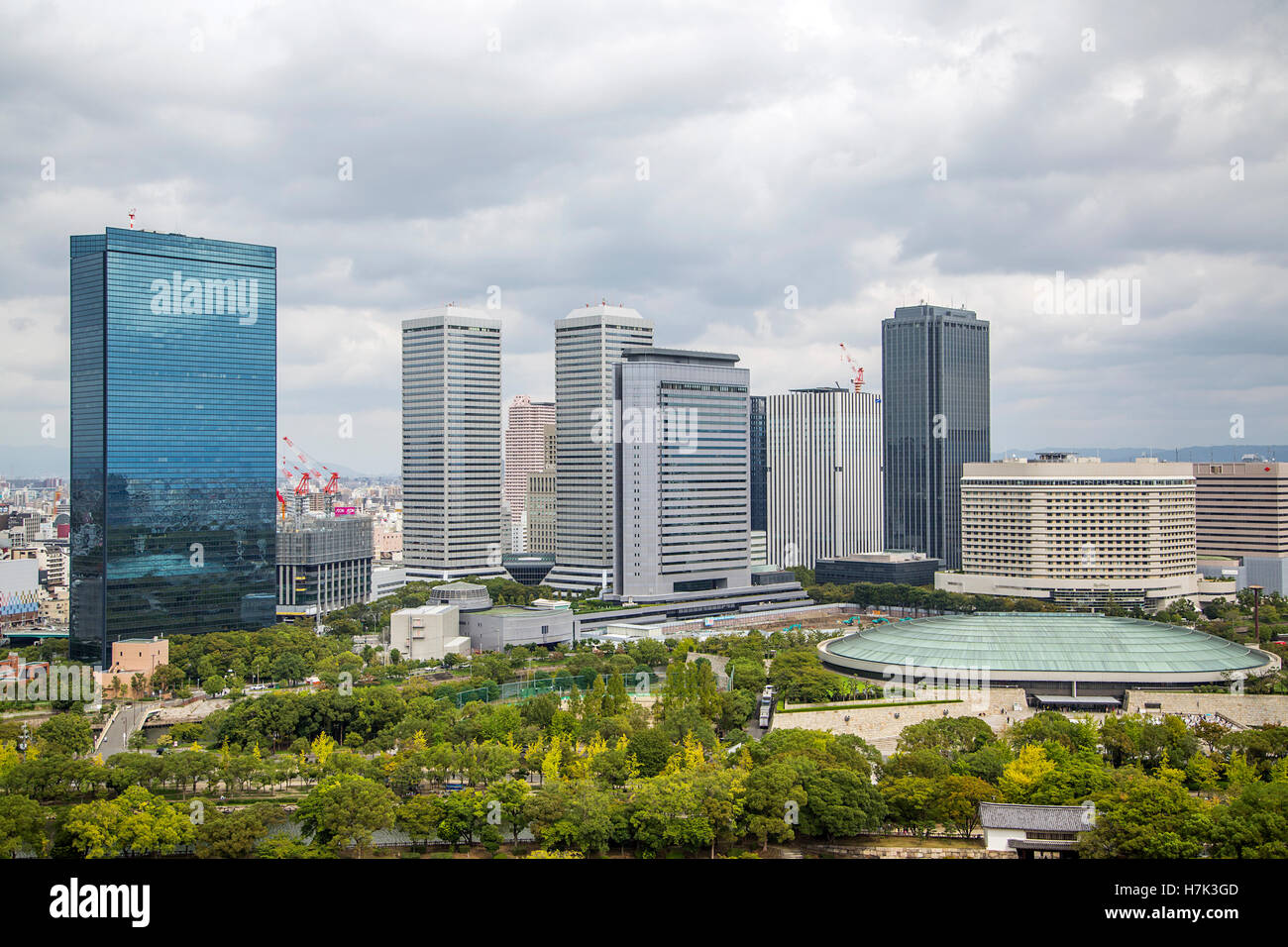 Panoramic view at Osaka, Japan. Osaka is known for its modern ...