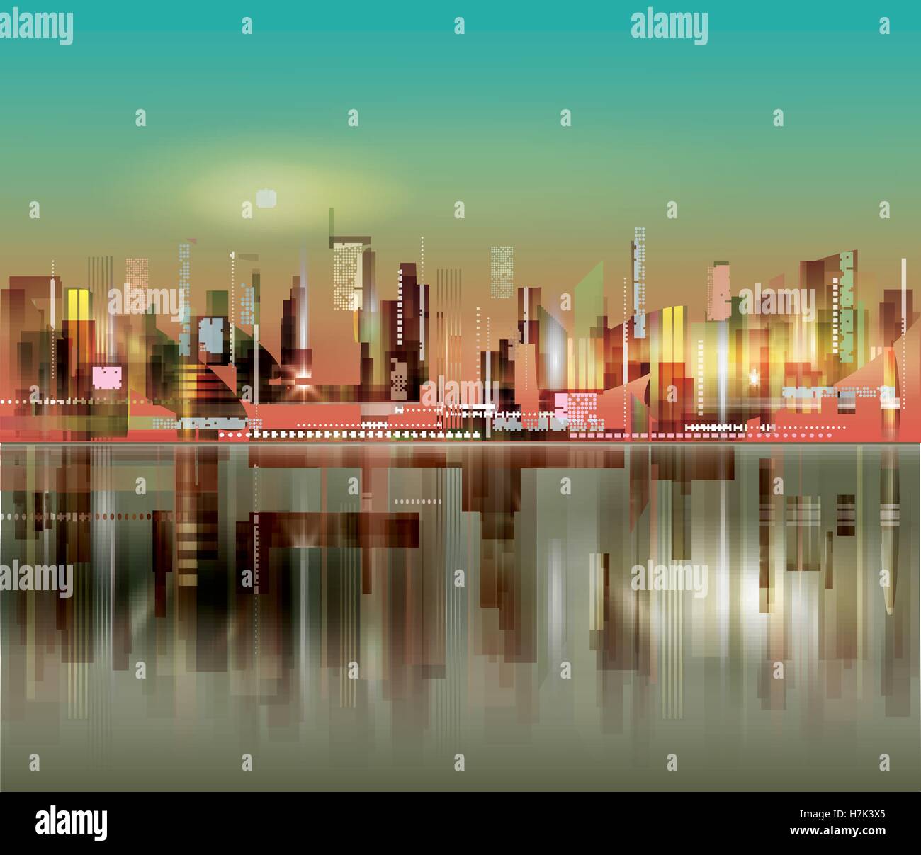 abstract night background with silhouette of city vector Stock Vector ...