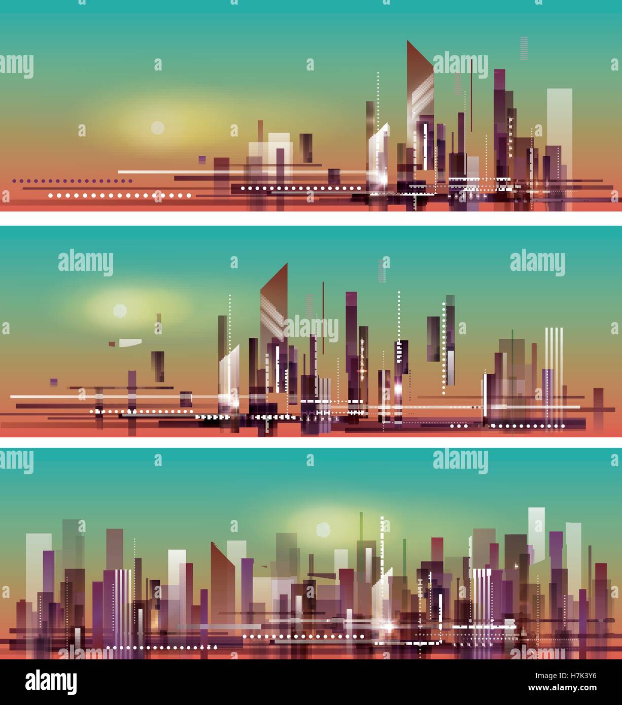 Vector banner night cityscape header set Stock Vector Image & Art - Alamy