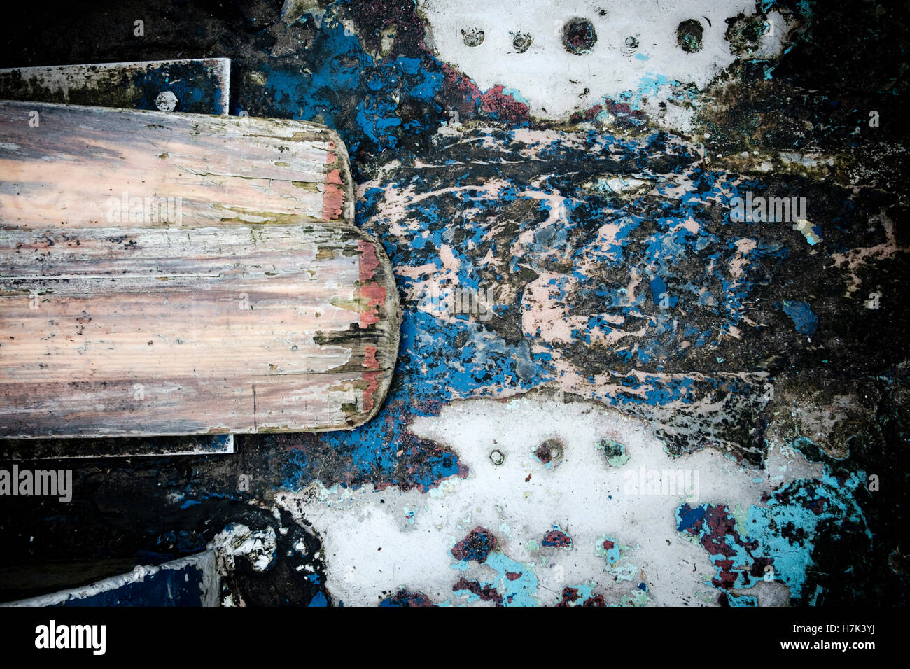Patterns on an old boat, Harbor, Portree, Isle of Skye, Scotland Stock ...