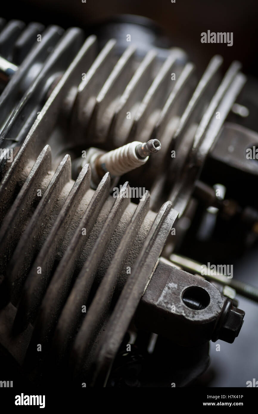 Color close up shot of a motorcycle piston and spark plug Stock Photo ...