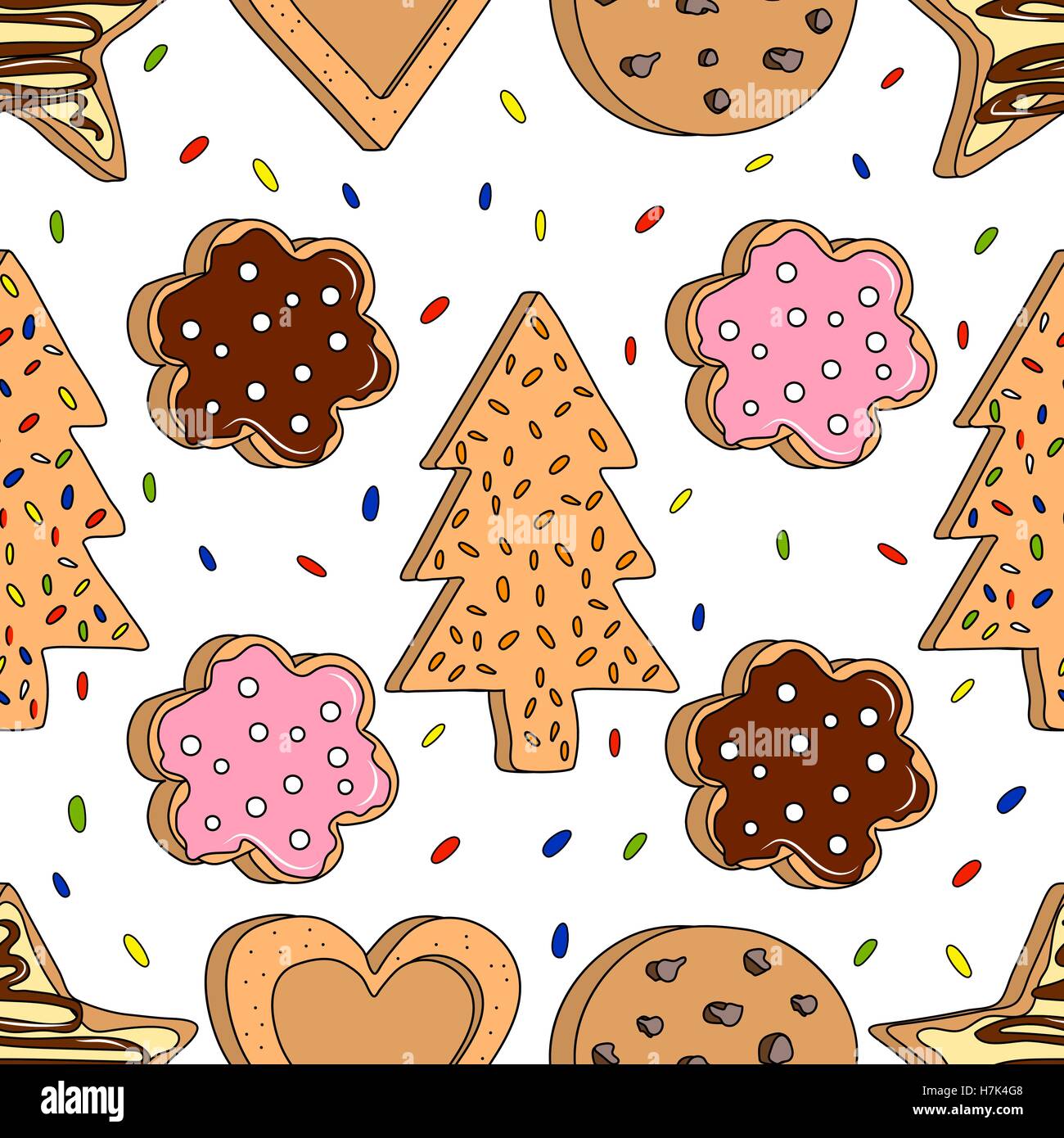 Seamless pattern with home made cookies. Vector illustration Stock ...