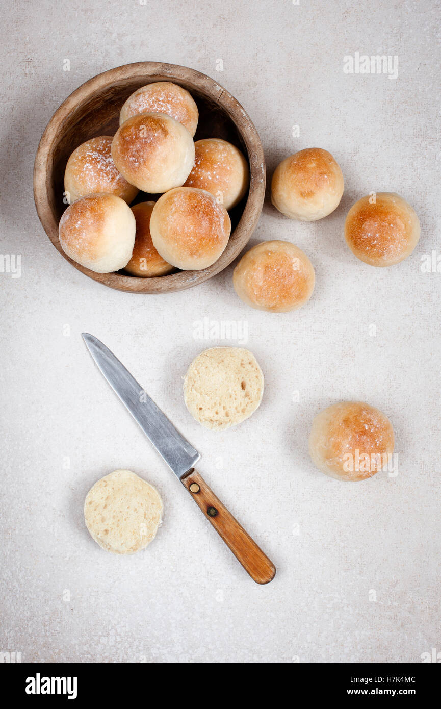 Buns round fresh on table hi-res stock photography and images - Alamy