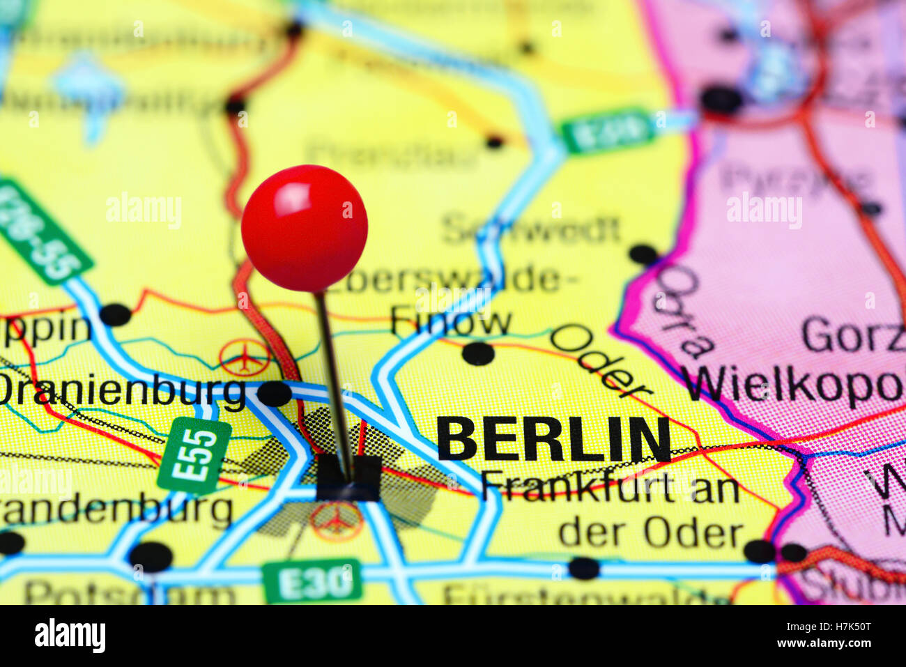 Berlin pinned on a map of Germany Stock Photo - Alamy
