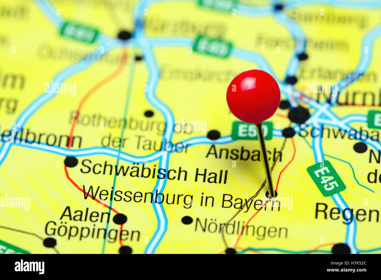 Weissenburg in Bayern pinned on a map of Germany Stock Photo - Alamy