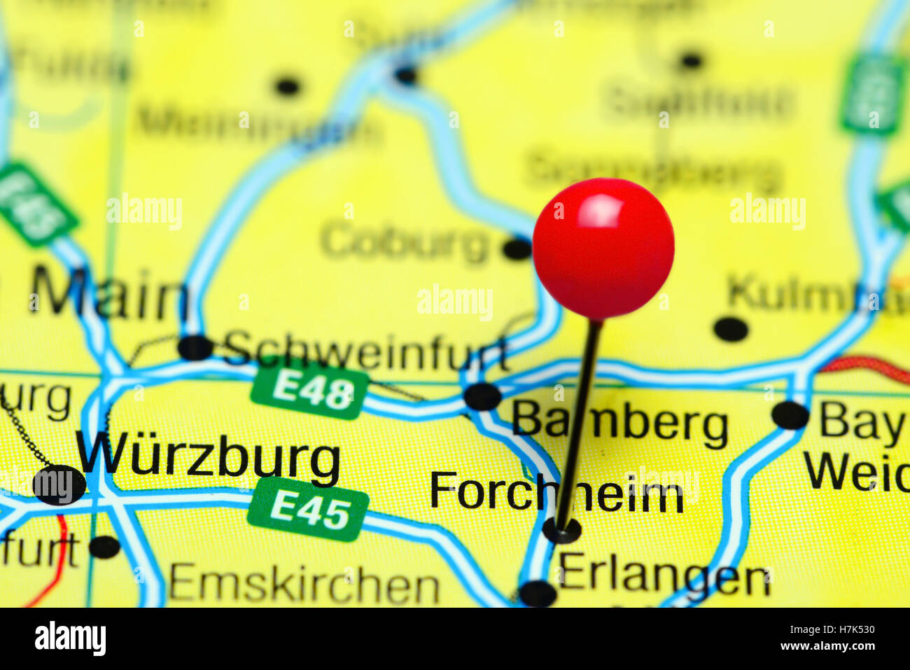 Forchheim pinned on a map of Germany Stock Photo - Alamy
