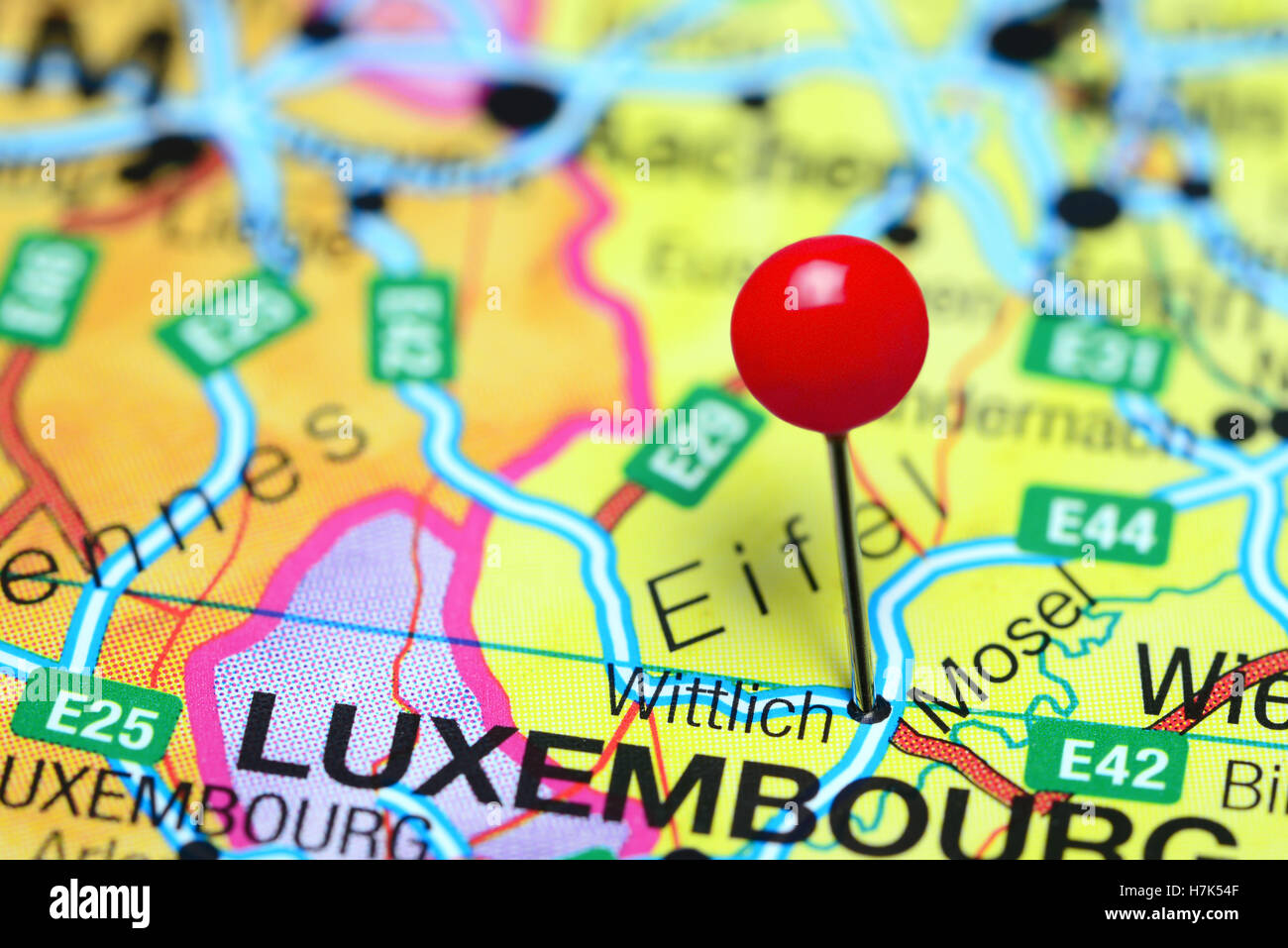 Wittlich pinned on a map of Germany Stock Photo - Alamy