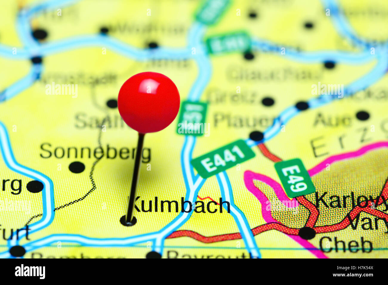 Kulmbach pinned on a map of Germany Stock Photo - Alamy