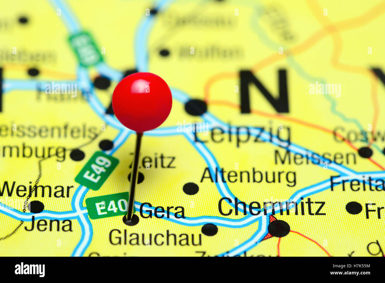 Gera pinned on a map of Germany Stock Photo - Alamy