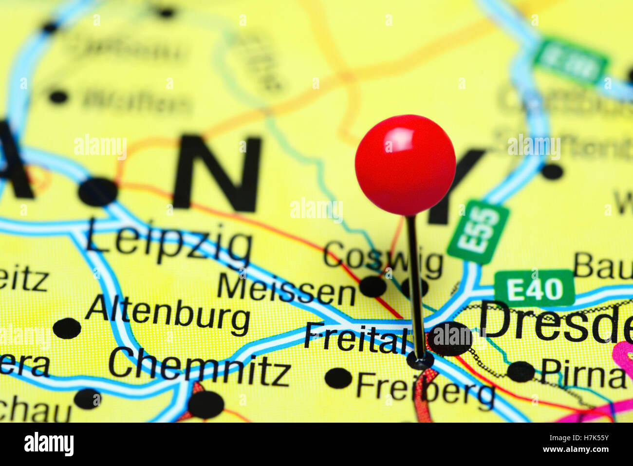 Freital pinned on a map of Germany Stock Photo - Alamy