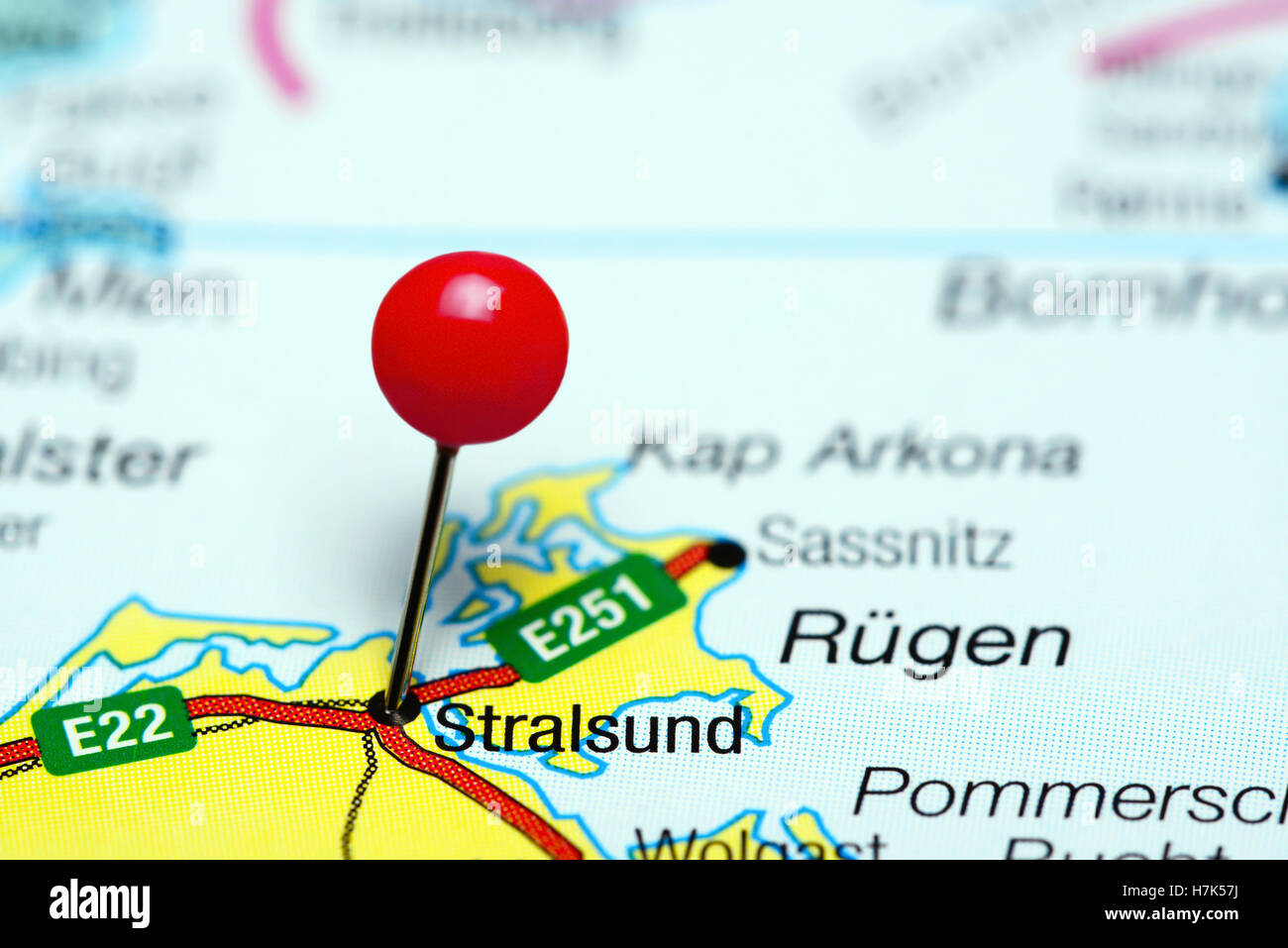 Stralsund pinned on a map of Germany Stock Photo - Alamy