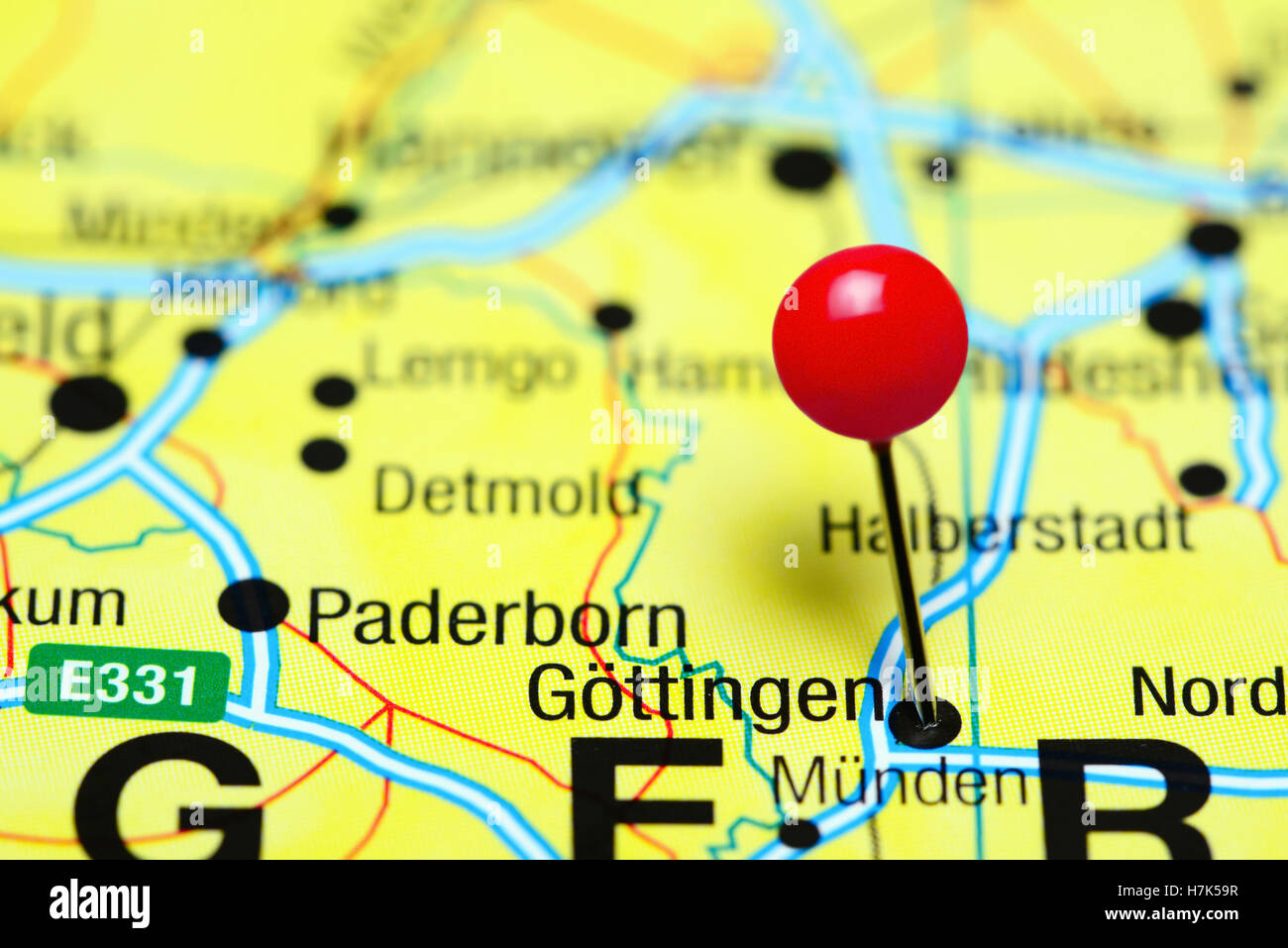 Gottingen pinned on a map of Germany Stock Photo - Alamy
