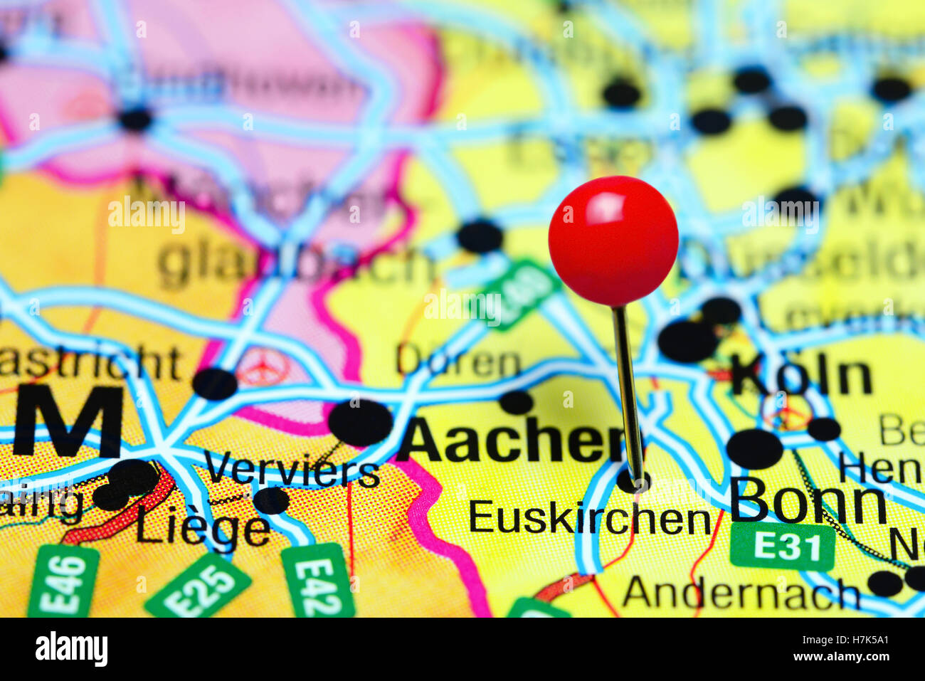 Euskirchen pinned on a map of Germany Stock Photo - Alamy