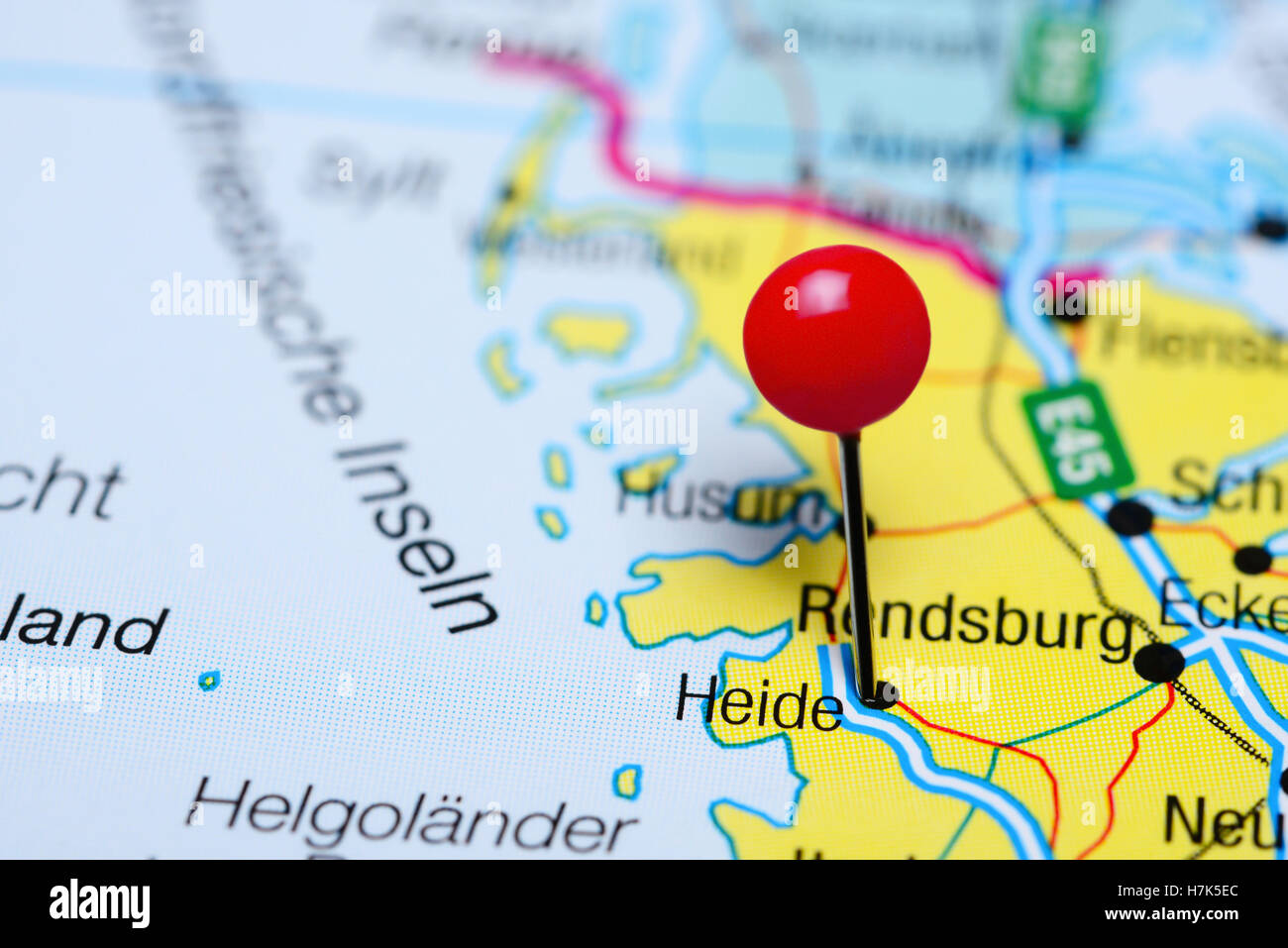 Heide pinned on a map of Germany Stock Photo - Alamy