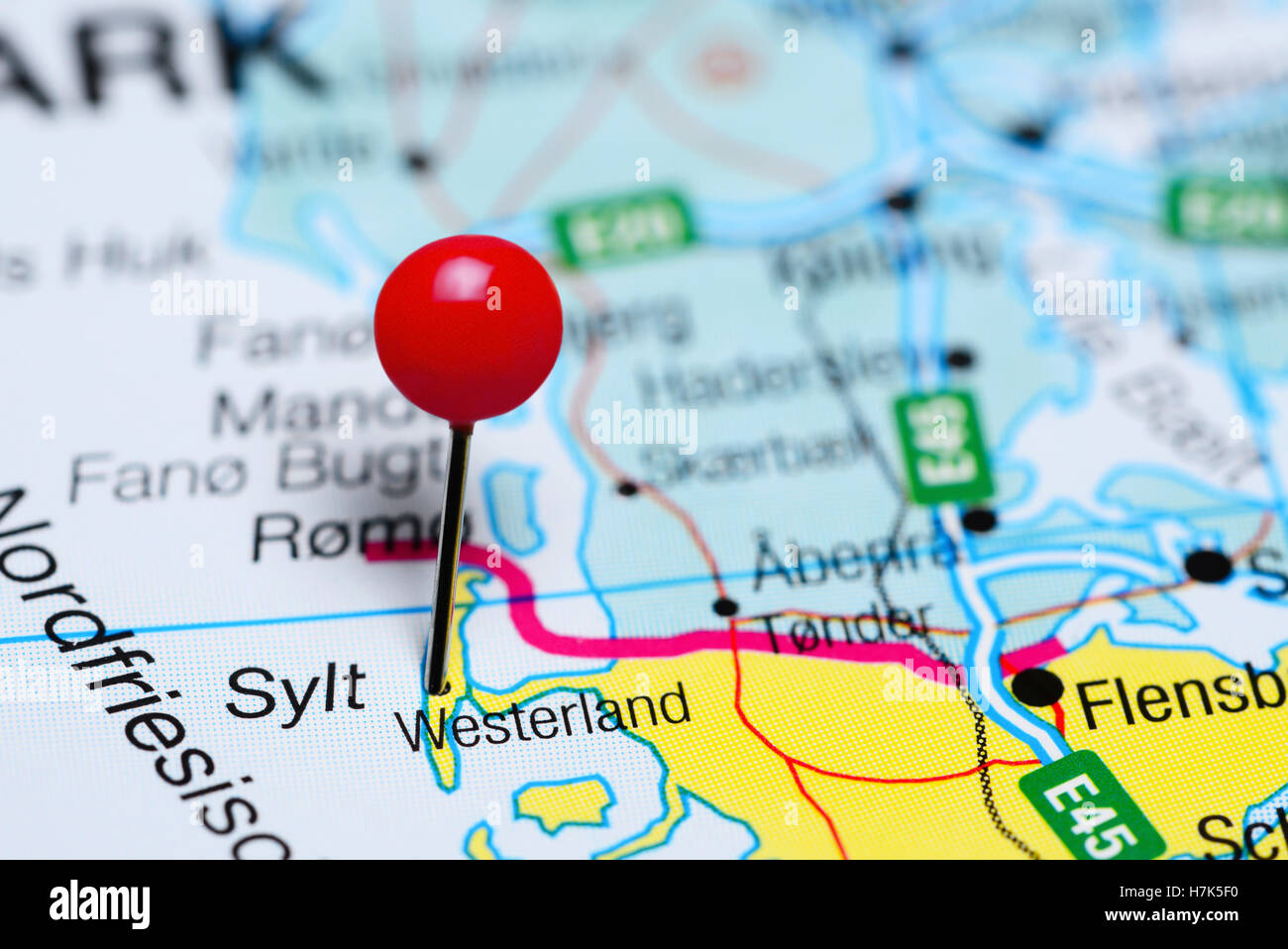 Westerland pinned on a map of Germany Stock Photo - Alamy