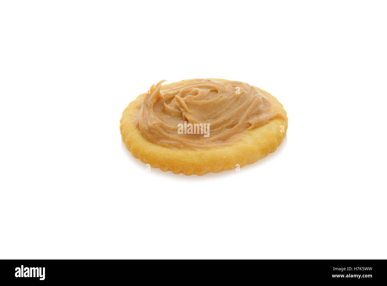 peanut butter on round cracker Stock Photo - Alamy