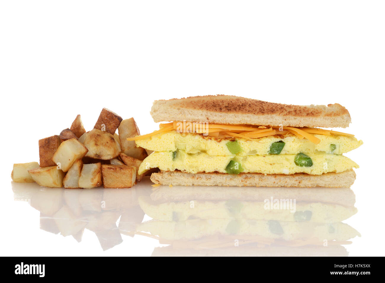 toasted western sandwich with fries Stock Photo - Alamy