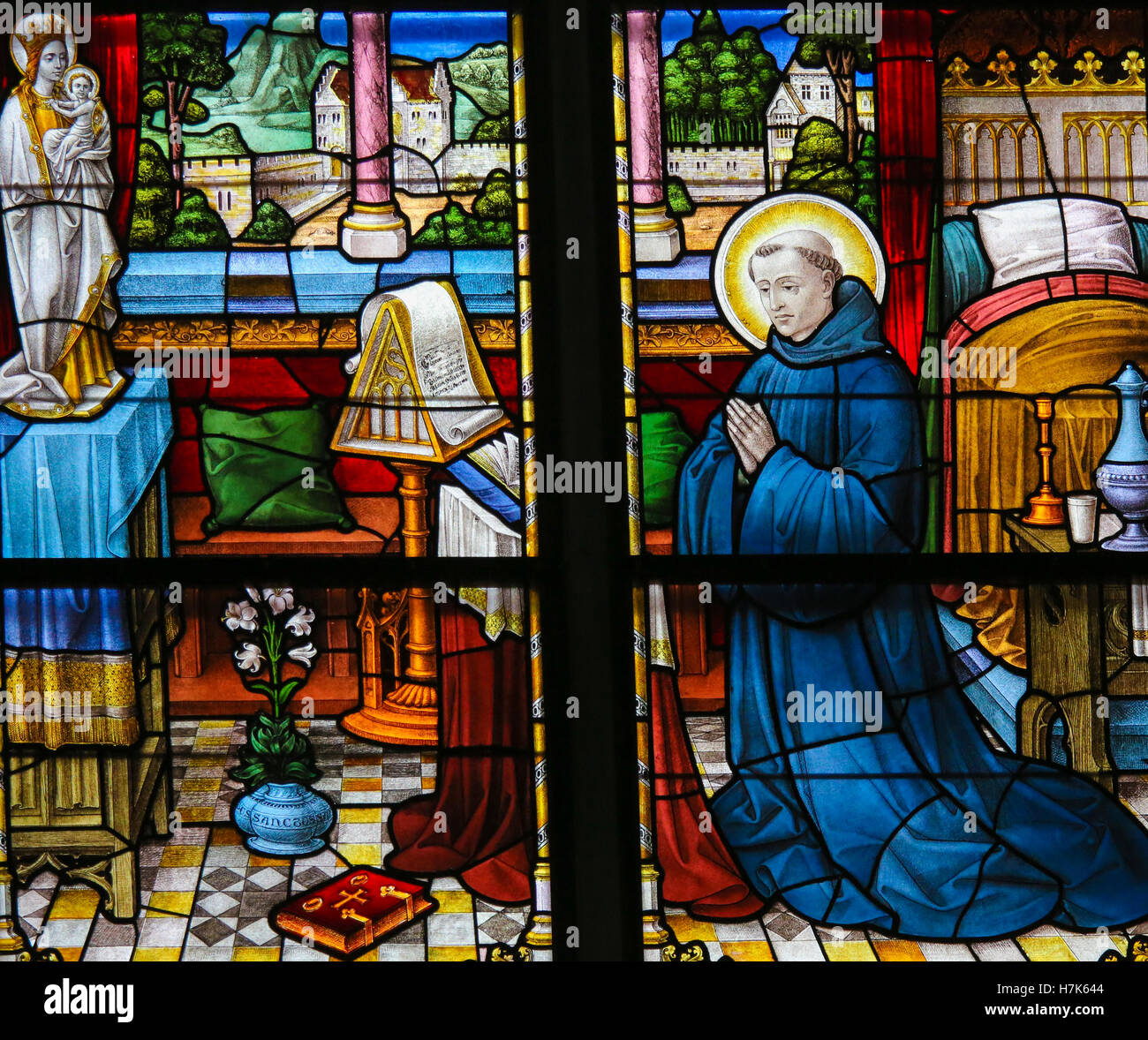 Stained Glass window depicting Saint Dominic, Castilian priest and ...