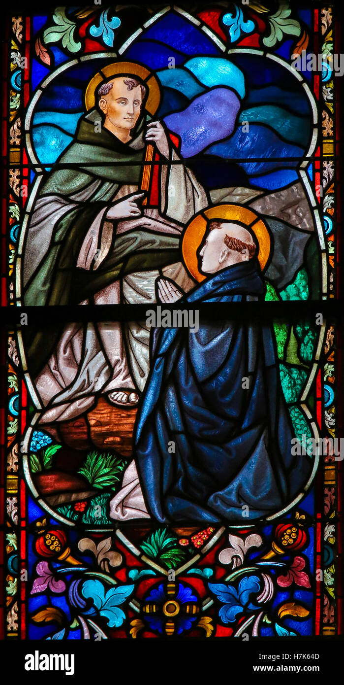Stained Glass window depicting Saint Dominic and Saint Thomas Aquinas ...