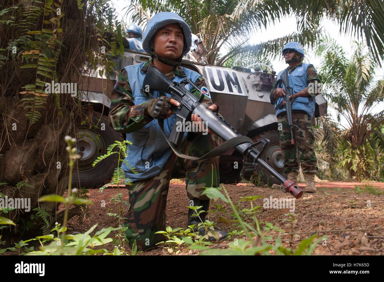 Royal Cambodian Army soldiers provide security during a Keris Aman ...