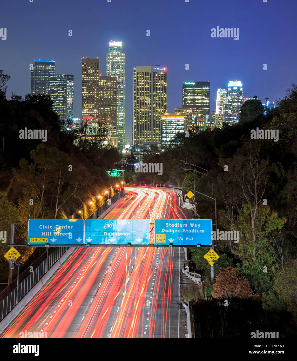 Los Angeles Night Urban cityscape and 110 Freeway Stock Photo - Alamy