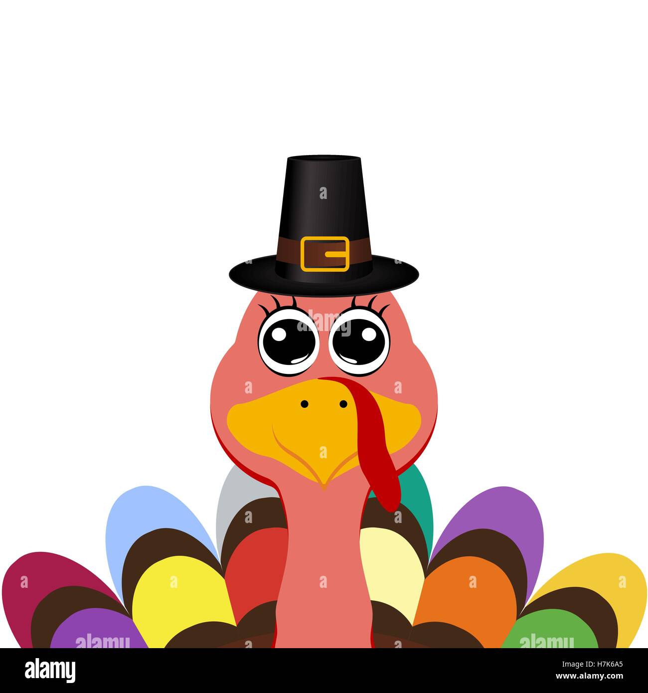Turkey in hat on Thanksgiving Day, vector illustration Stock Vector ...