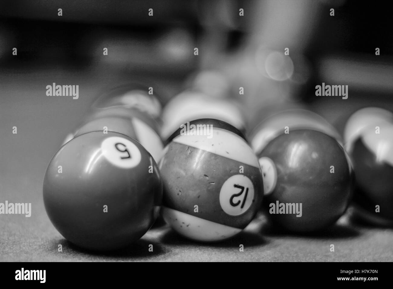 Photograph of some billiards plastic balls on table Stock Photo - Alamy