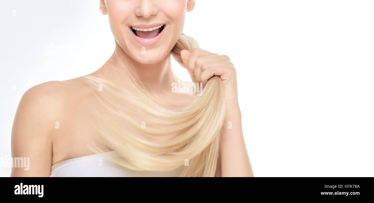 Woman shiny glossy hair hi-res stock photography and images - Alamy