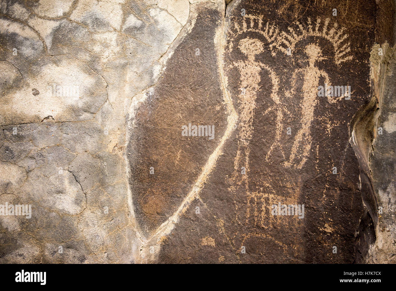 Primitive rock drawings hundreds of years old we call Petroglyphs Stock ...