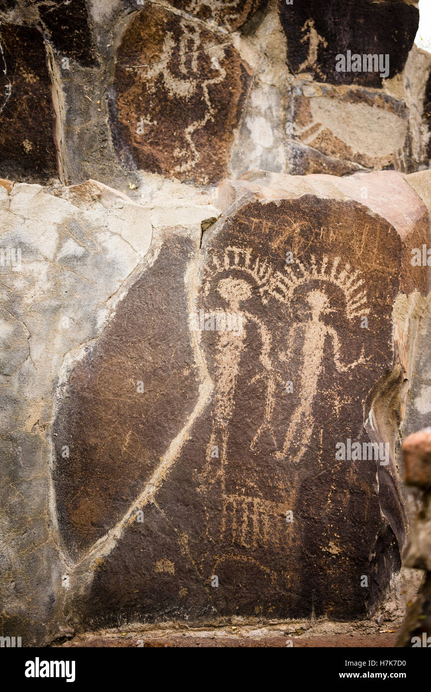 Primitive rock drawings hundreds of years old we call Petroglyphs Stock ...
