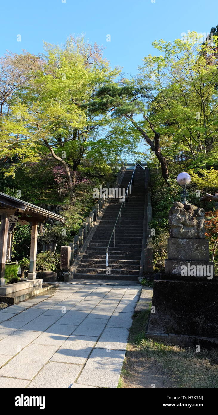 Flight of stairs in shrine compound, Japan Stock Photo - Alamy
