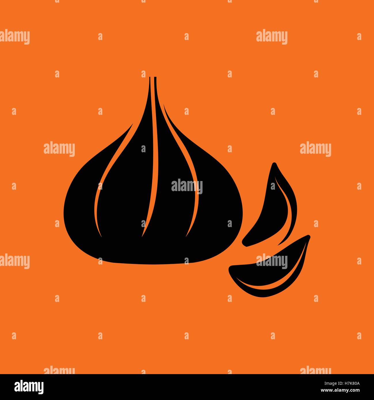 Garlic icon. Orange background with black. Vector illustration Stock ...