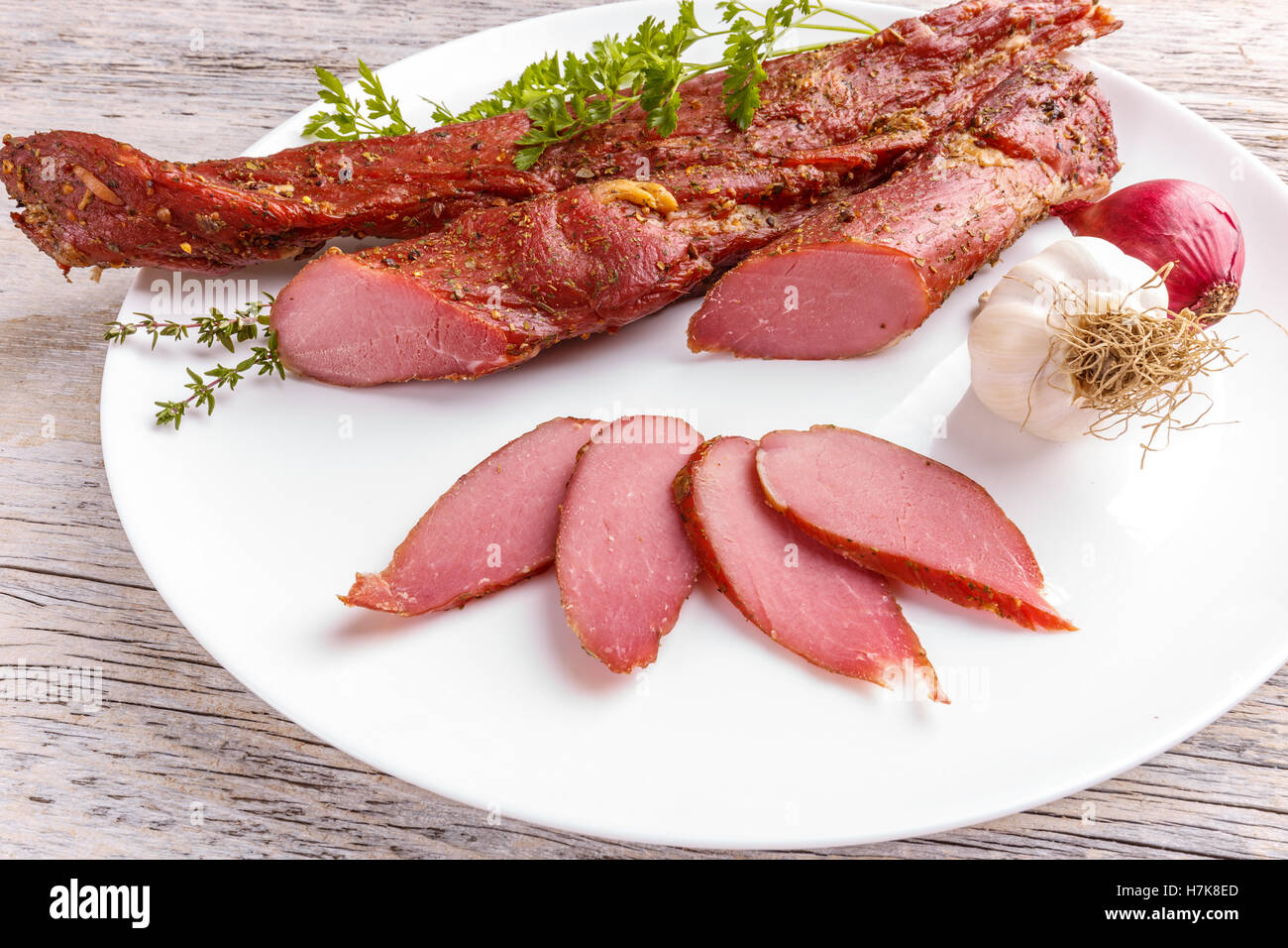 White plate pork fillet meat hi-res stock photography and images - Alamy