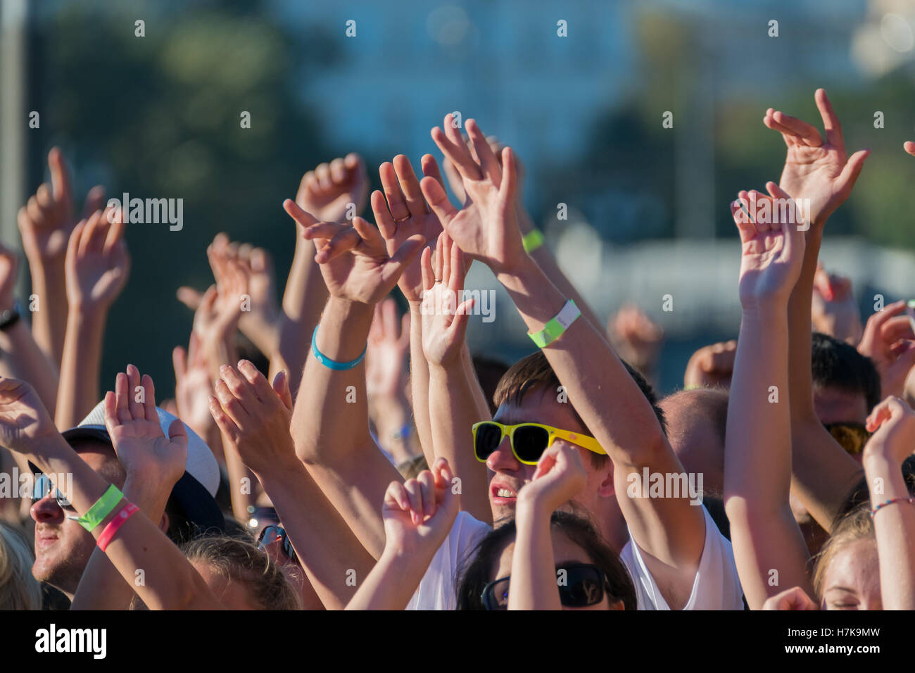 Crowd of fans cheering Stock Photo - Alamy