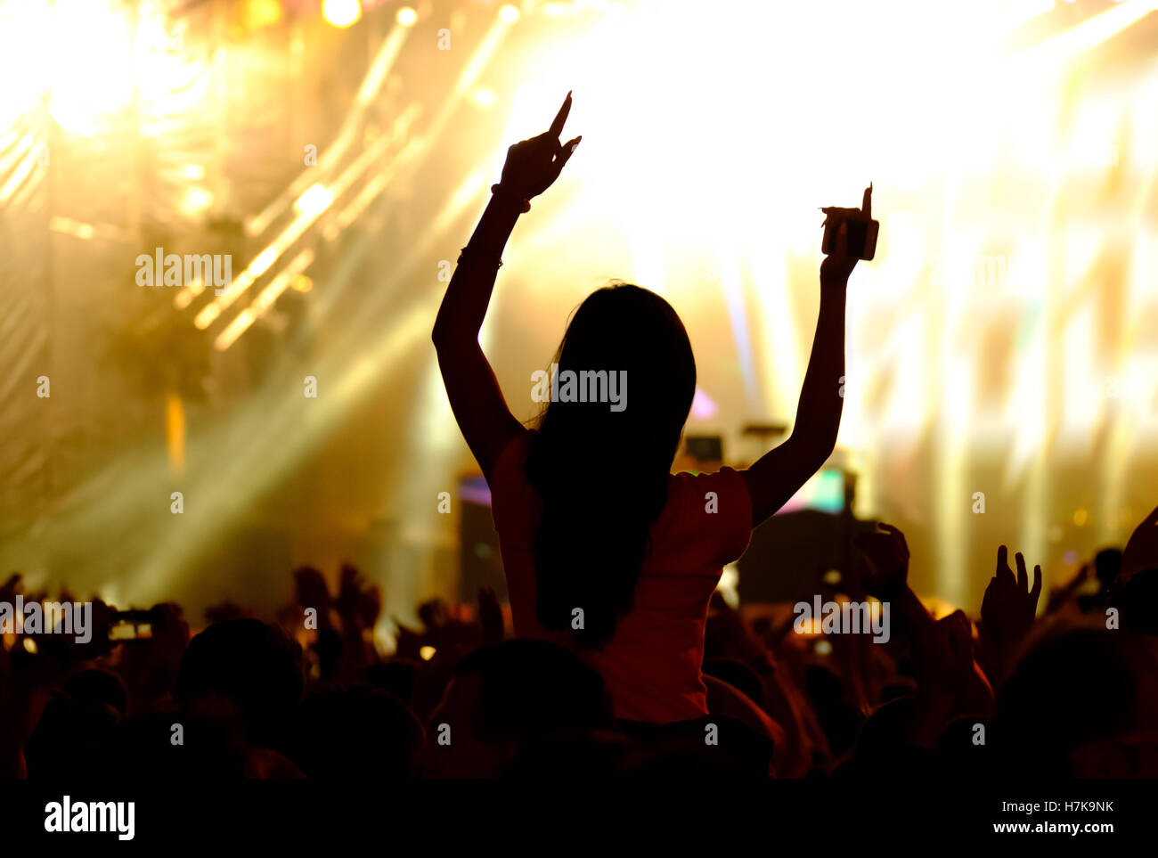 Fans cheering at open-air live concert Stock Photo - Alamy