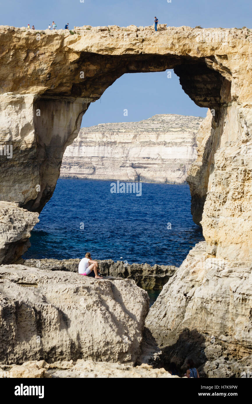 Gozo, Dwejra bay. The Azure Window rock arch, where walking on the ...