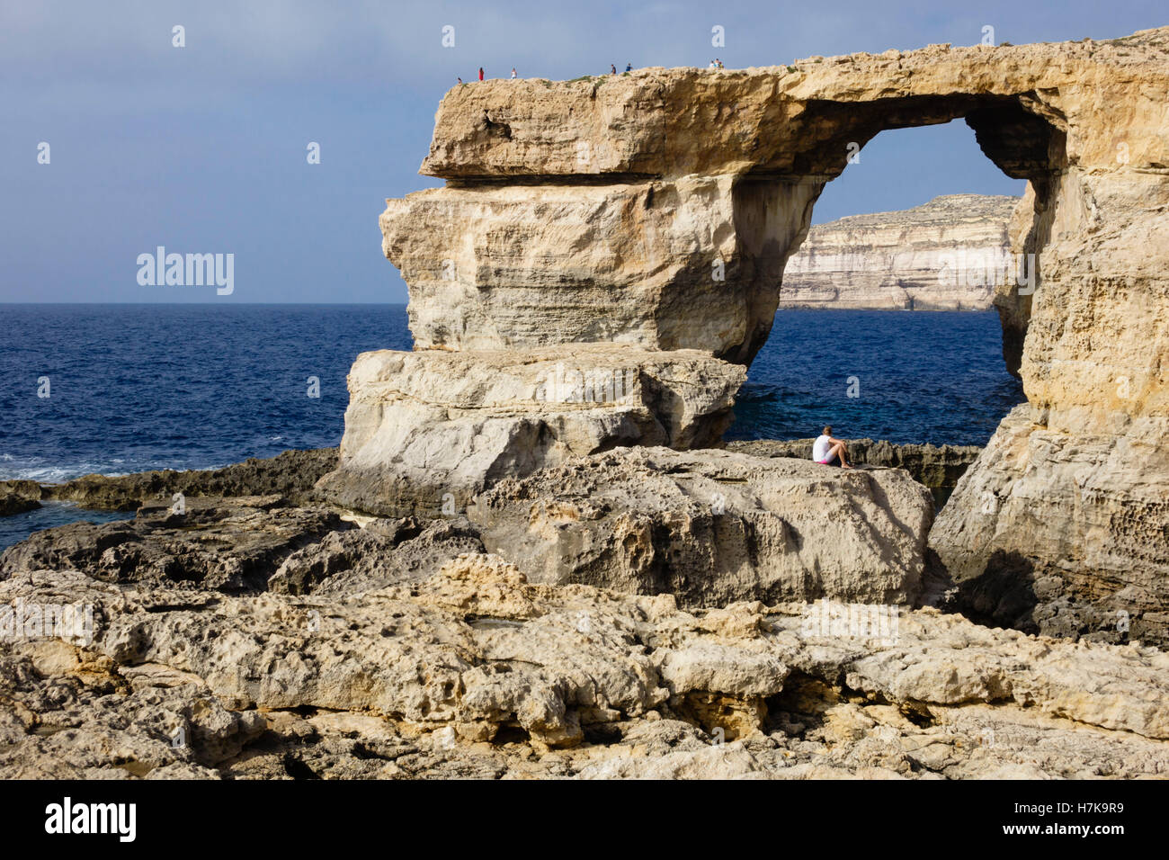 Gozo, Dwejra bay. The Azure Window rock arch, where walking on the ...