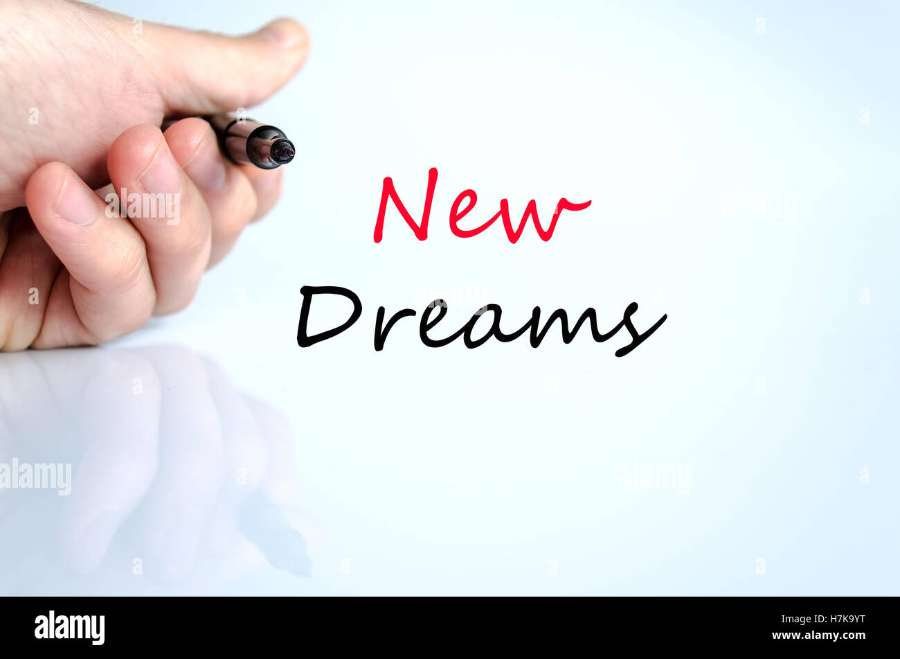 New dreams text concept isolated over white background Stock Photo - Alamy