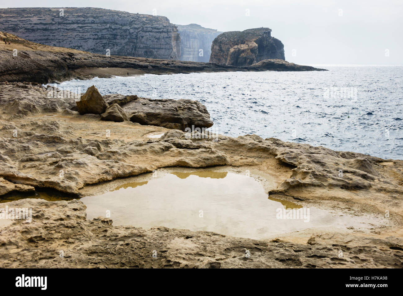 Gozo, Dwejra bay. View to Fungus Rock Stock Photo - Alamy